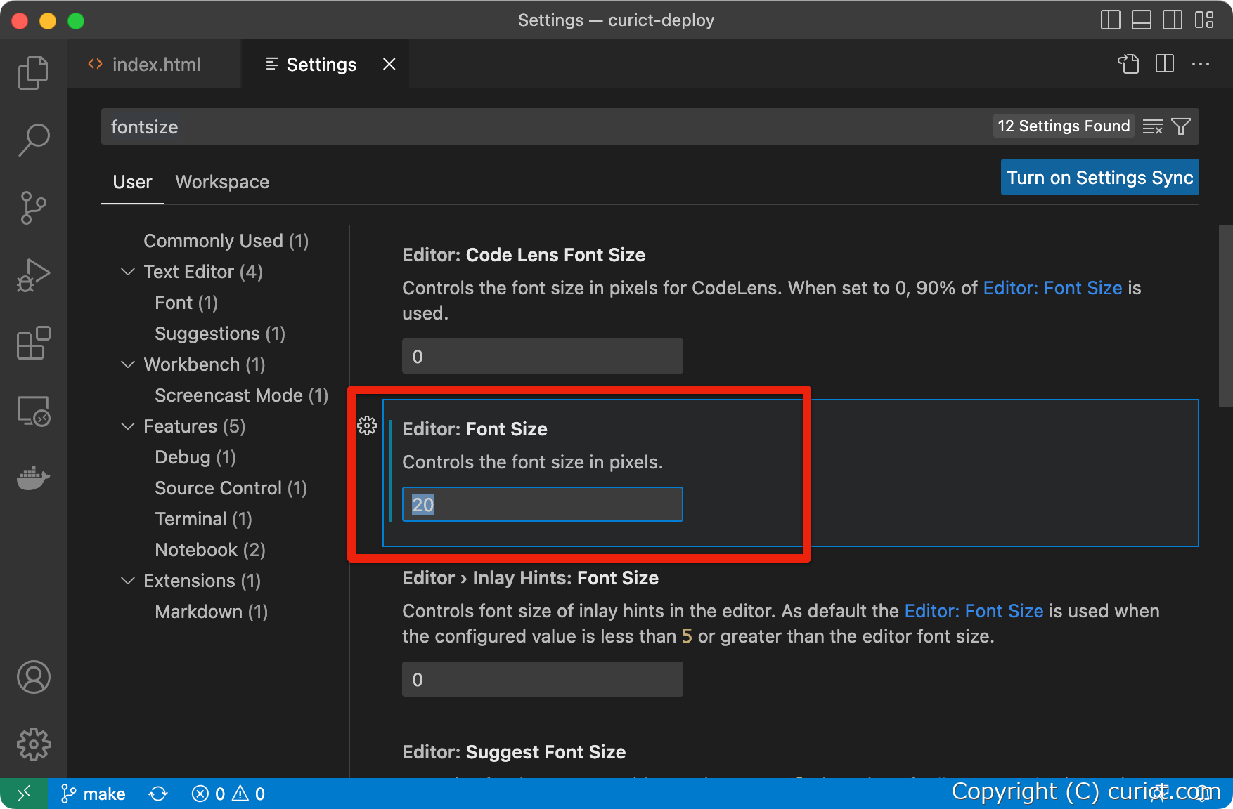 Visual Studio Code - How to Change the Font Size